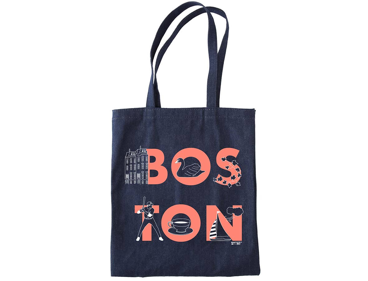 Boston Font Denim Tote – Maptote
