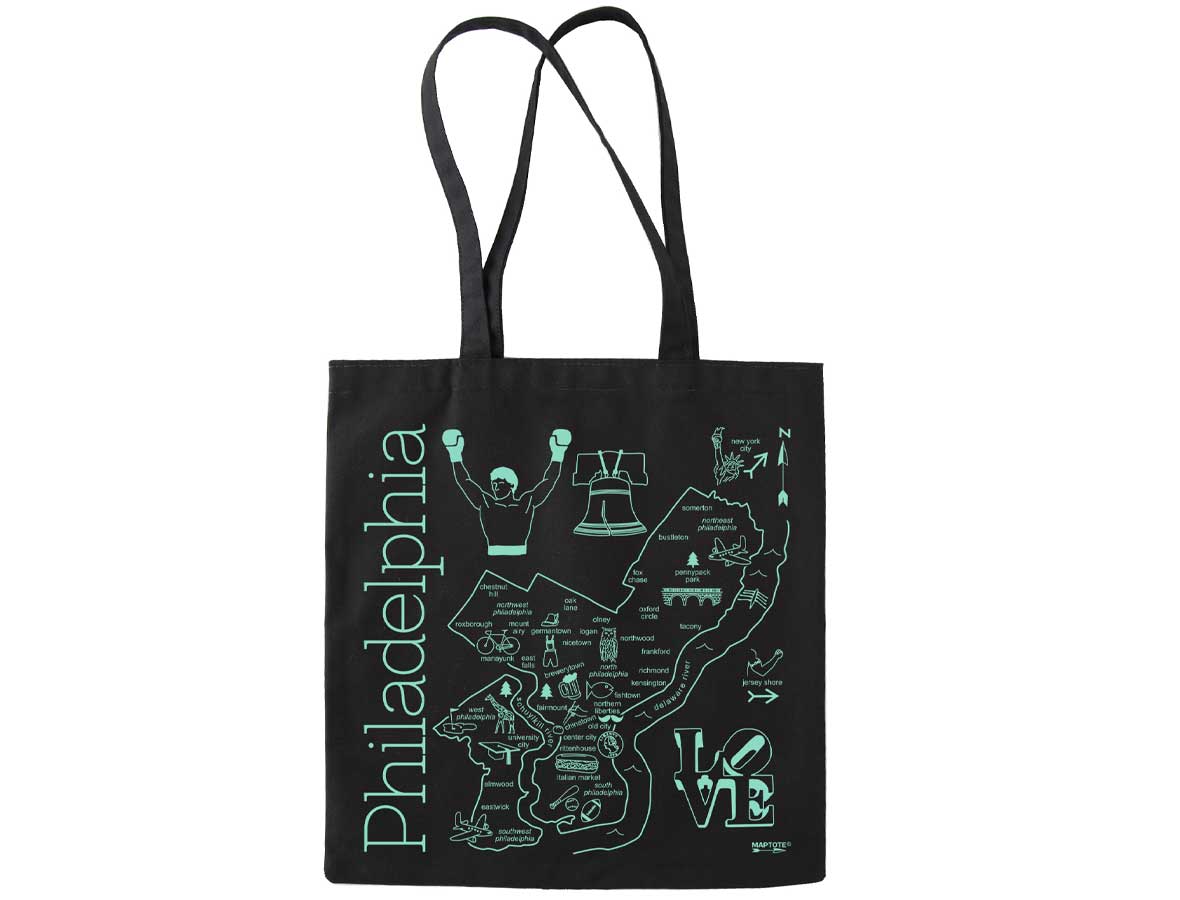 Philadelphia Black Everyday Tote – Stylish Cotton Canvas Bag – Maptote