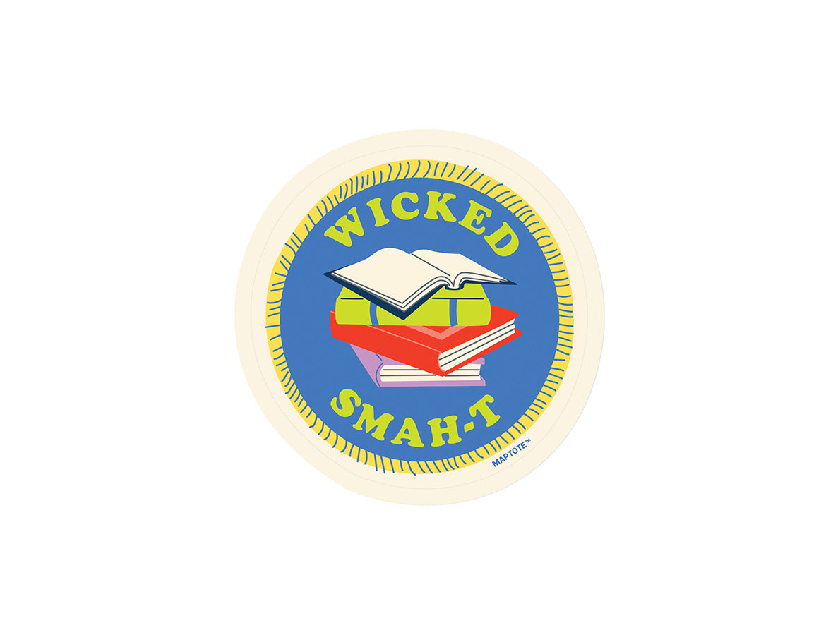 Boston “Wicked Smah-t” Sticker – Smart, Funny Book Stack Vinyl Sticker ...