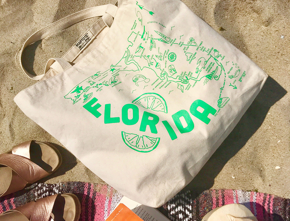 Florida Beach Tote – 100% Cotton Canvas Bag – Maptote