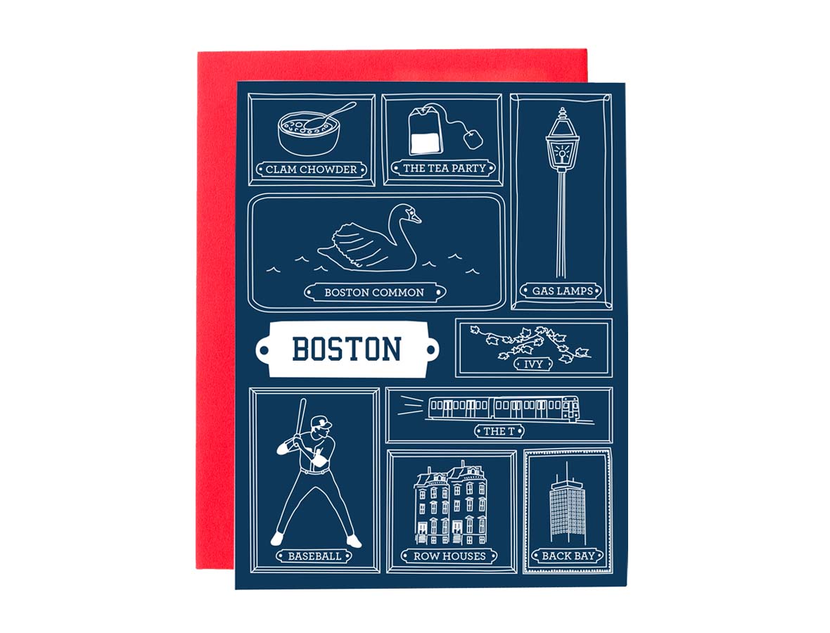 Boston Frames Greeting Card - Illustrated Boston Landmarks – Maptote