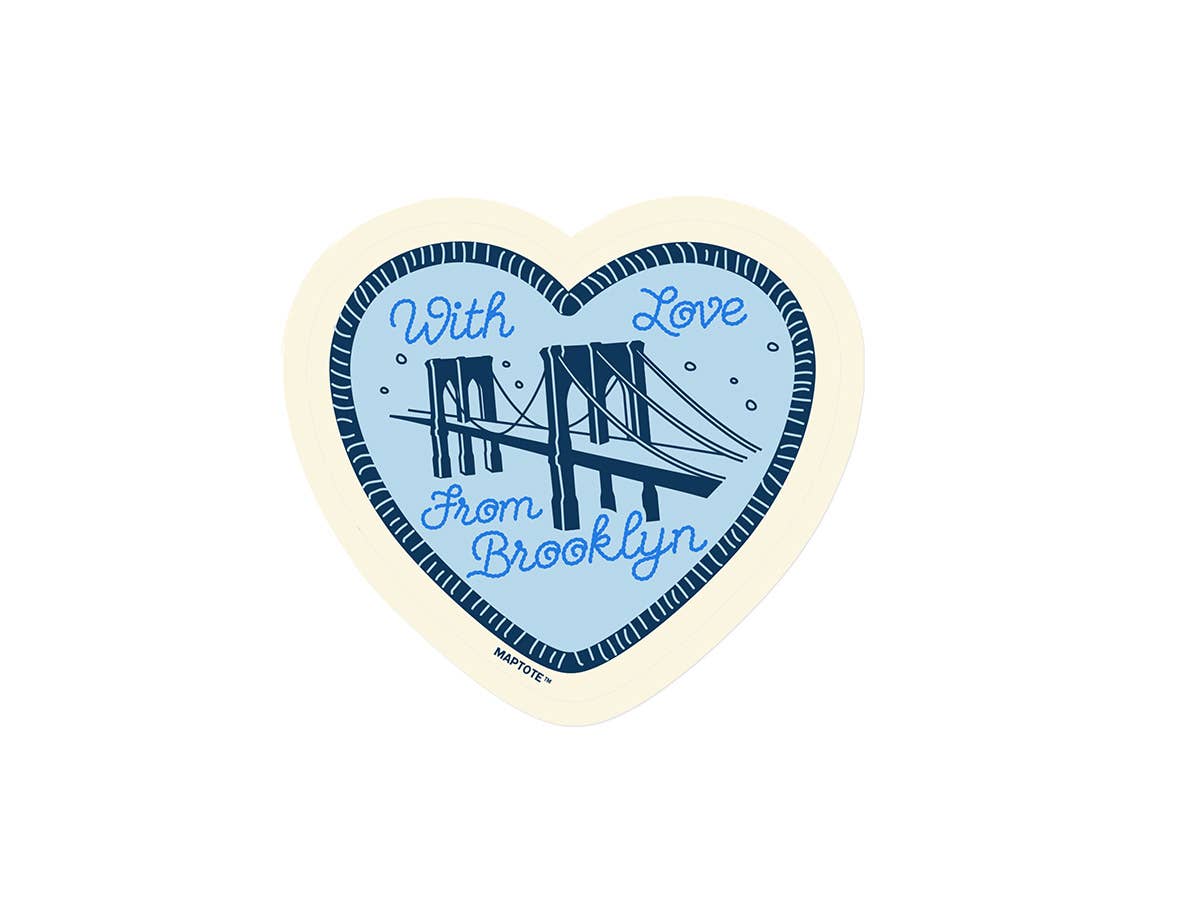 Brooklyn With Love Bridge Sticker – Heart-Shaped Vinyl Decal – Maptote
