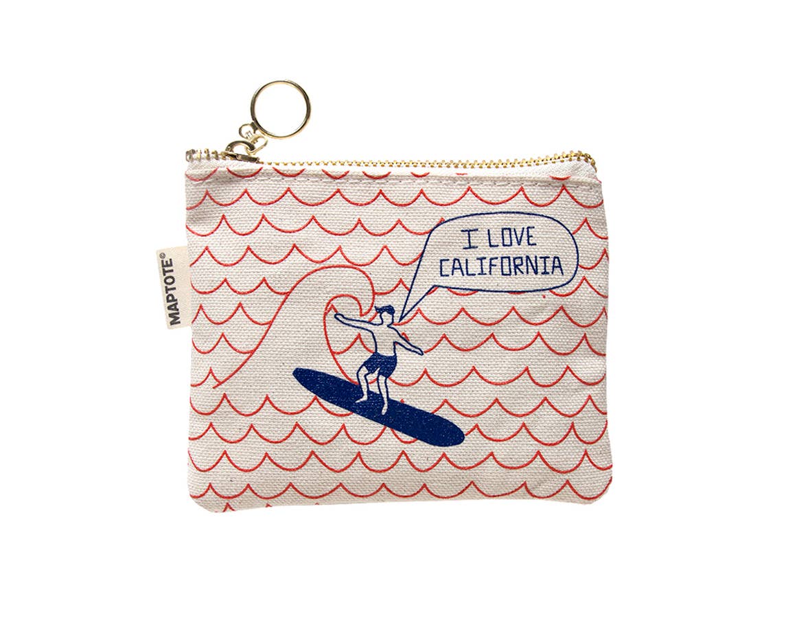 California Coin Pouch – Compact Cotton Accessory with Map Design – Maptote