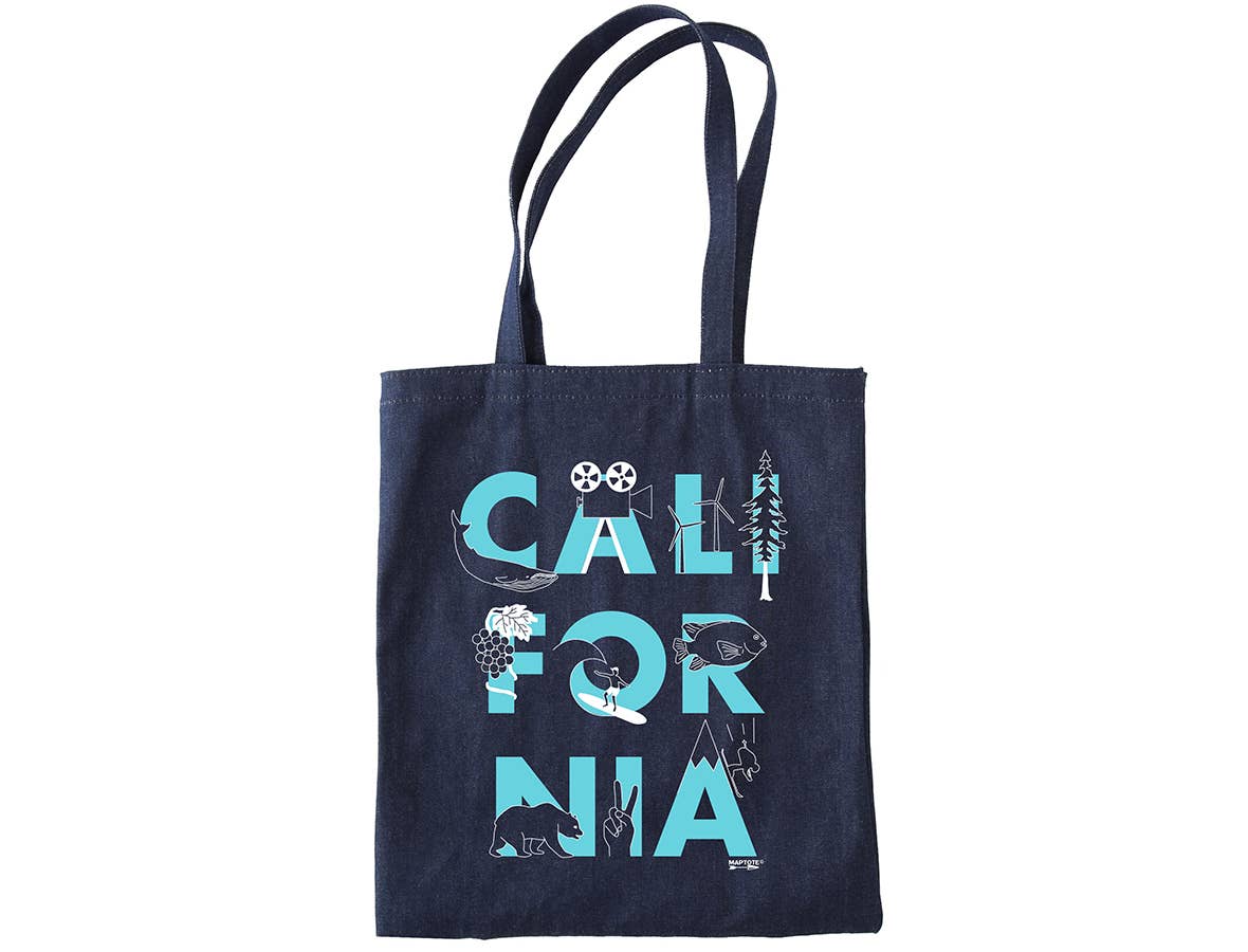 California Font Denim Tote – Stylish Denim Bag with Iconic State Design ...