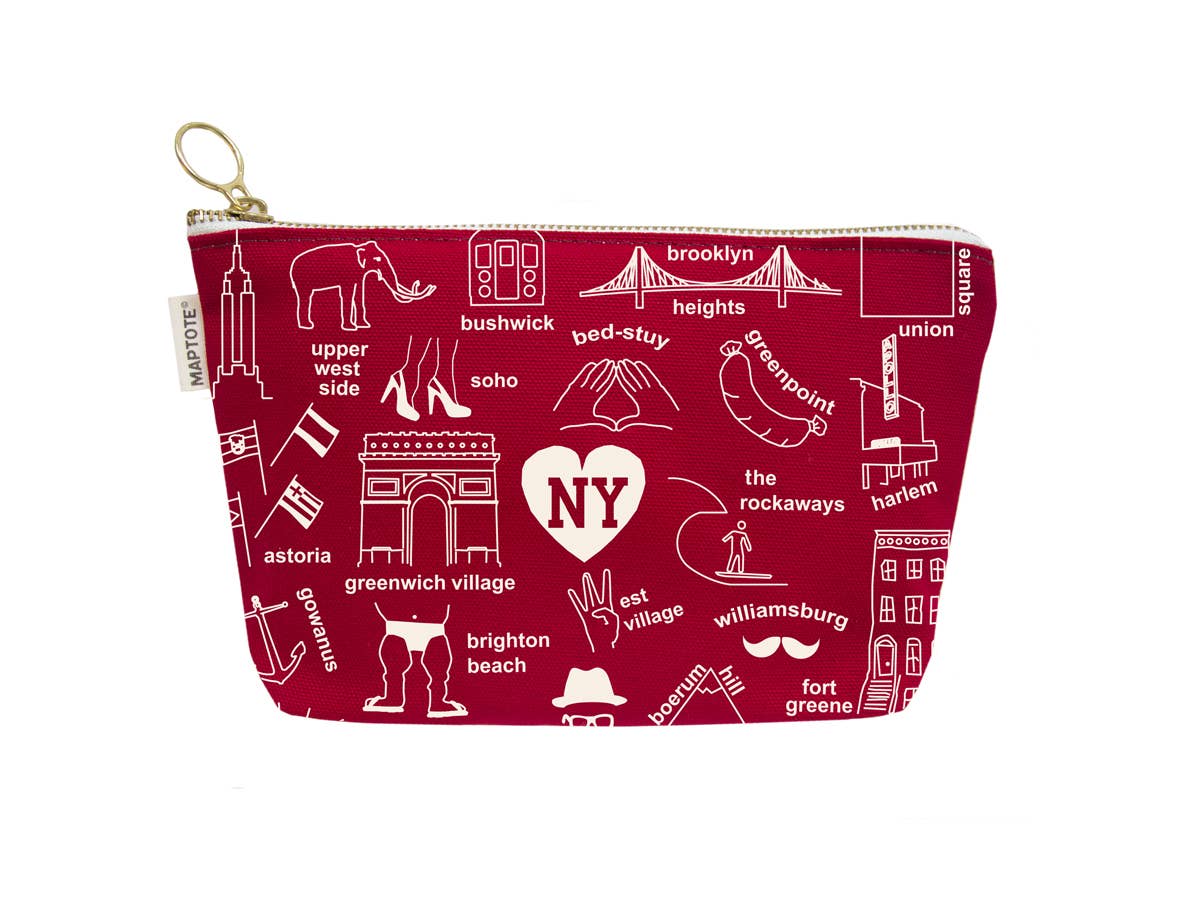 New York City Zipped Pouch - Cotton Canvas Map Accessory – Maptote