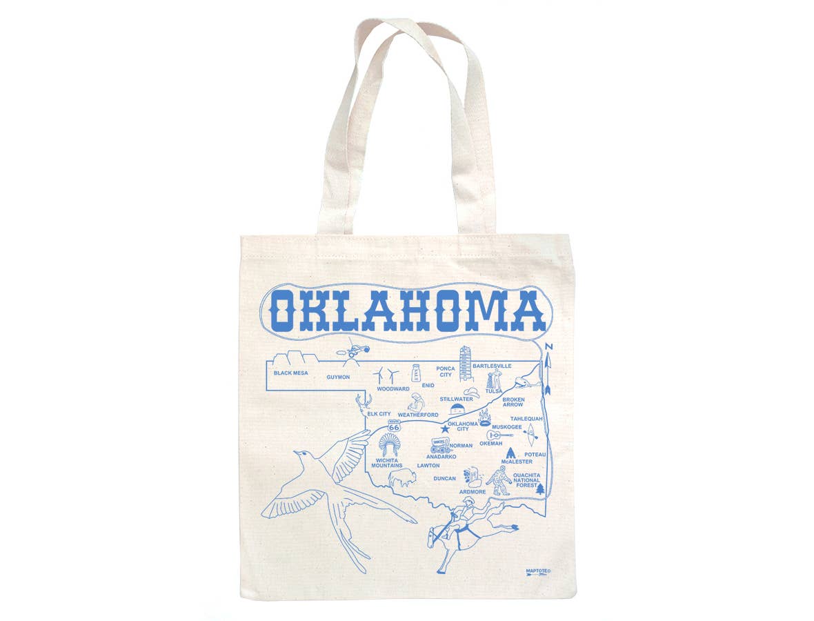 Oklahoma Grocery Tote - 100% Cotton Canvas Bag with OK Map Design – Maptote