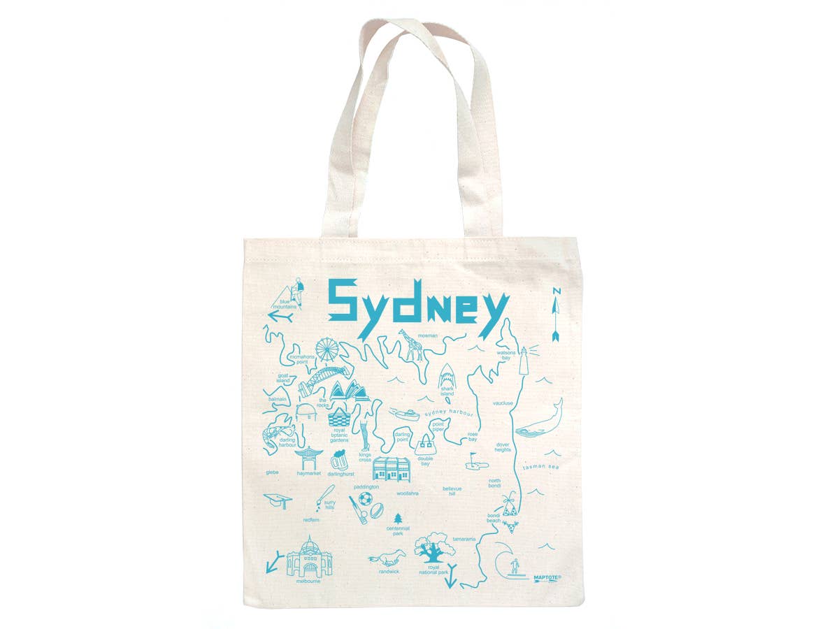 Sydney Grocery Tote | Cotton Canvas Bag with Map of Sydney – Maptote