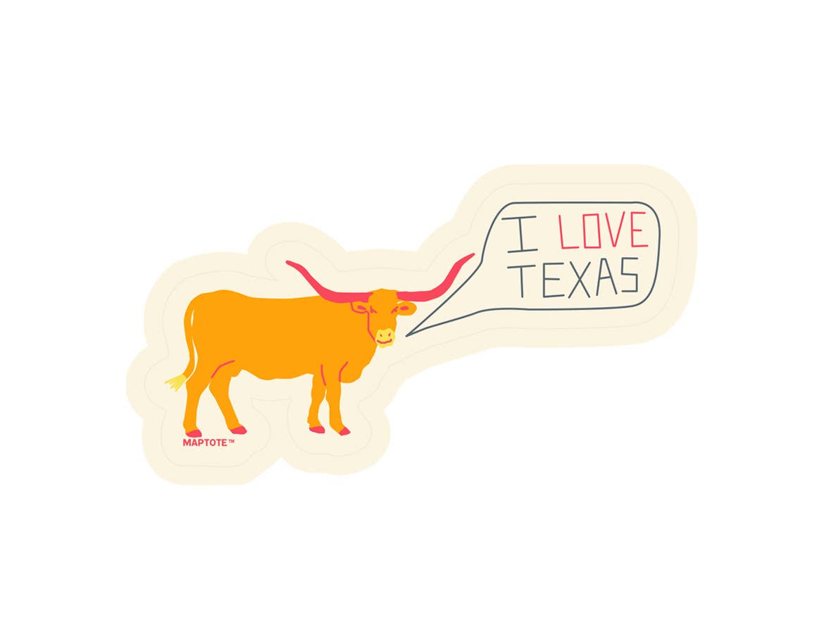 Texas Longhorn Sticker - Durable Vinyl Decal – Maptote